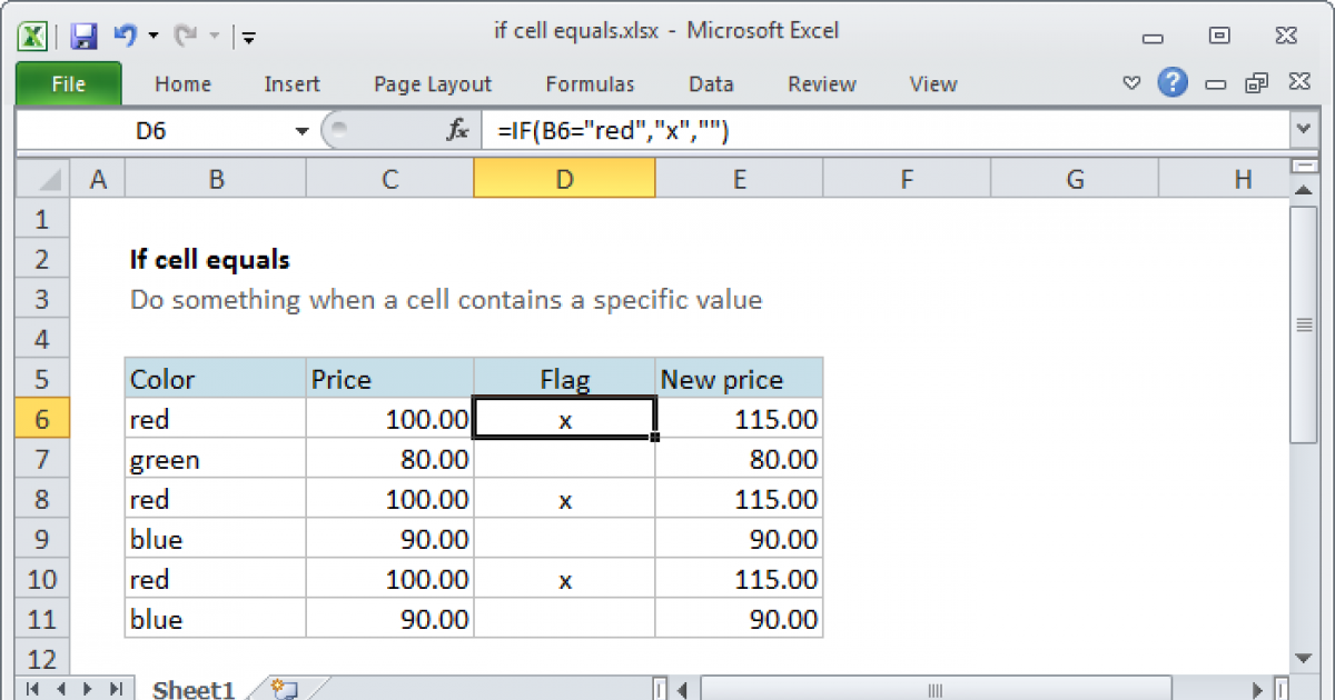 If Cell Equals Excel Formula Exceljet
